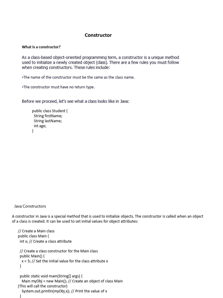 Constructor | PDF | Programming | Constructor (Object Oriented Programming) Constructor | PDF | Programming | Constructor (Object Oriented Programming)