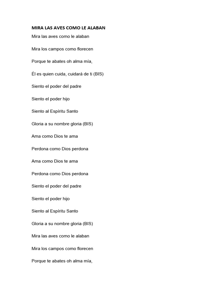 Mira Las Aves Como Le Alaban | PDF | Religión y espiritualidad | Poesía