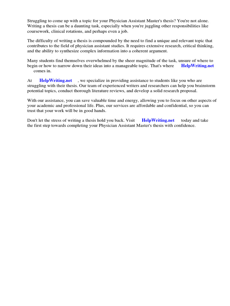 Physician Assistant Masters Thesis Topics | PDF | Academic Degree | Physician