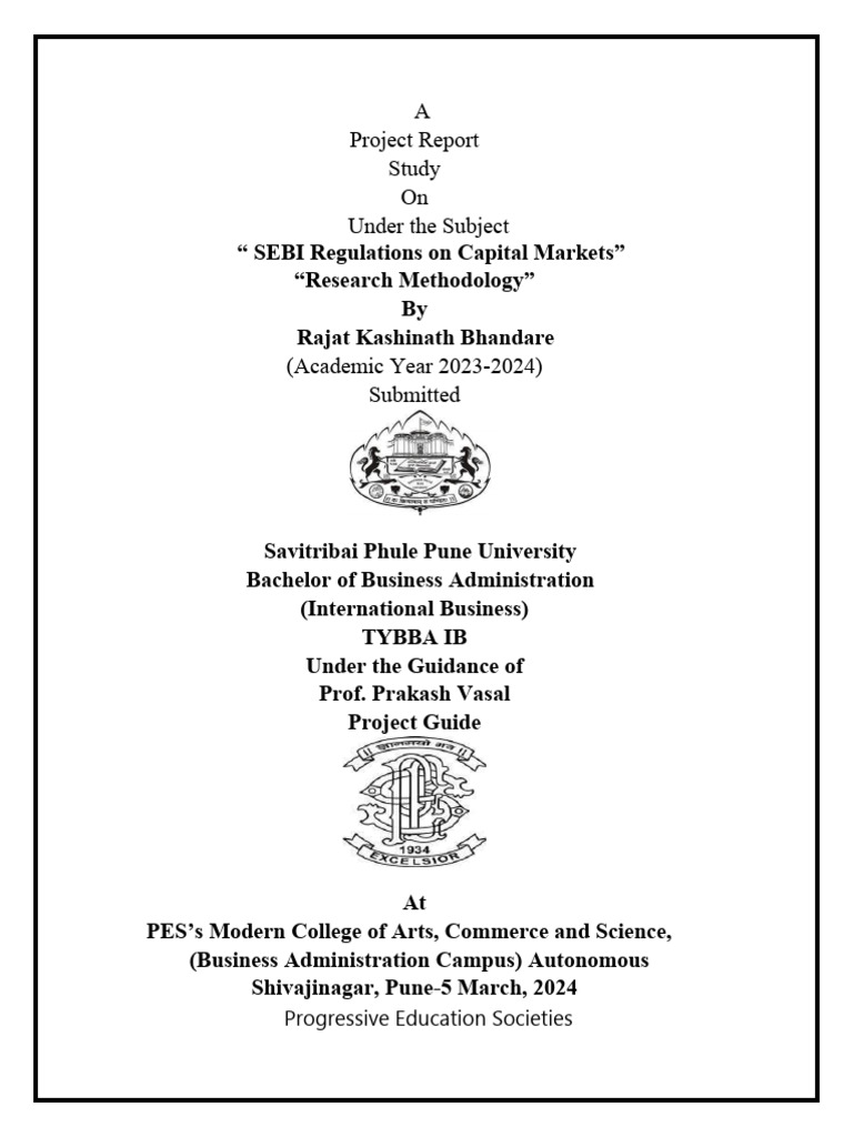 SEBI Corrected Project | PDF | Banks | Securities (Finance)