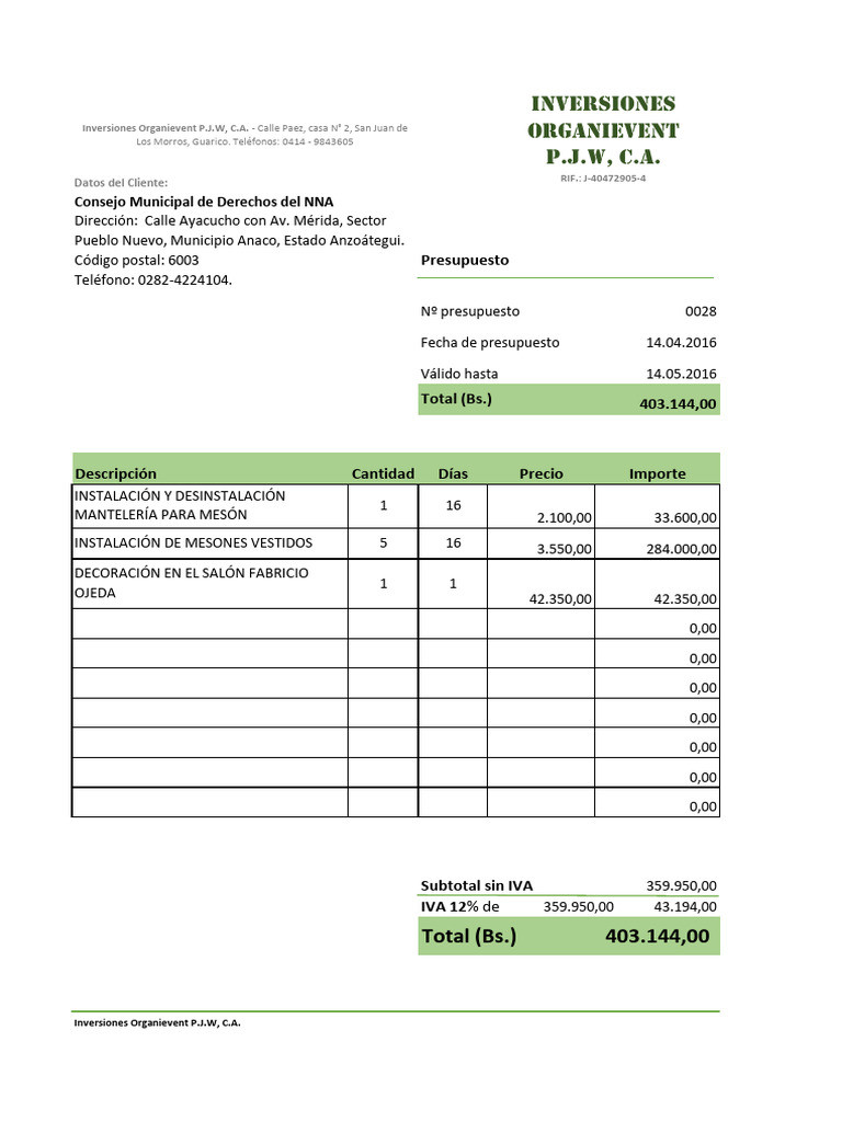 FORMATO DE PROFORMA 3 | PDF