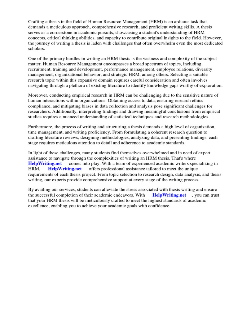 Hrm Thesis Example | PDF