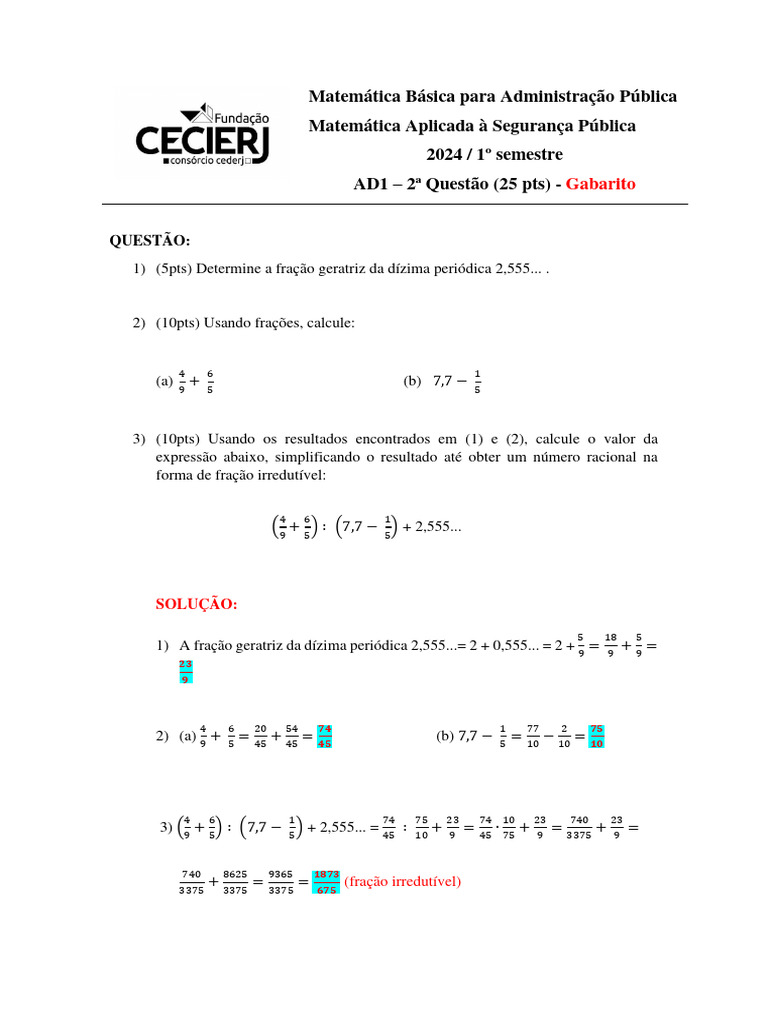 Questão 2 Da AD1-2024-1-Gabarito Com 7,7 | PDF