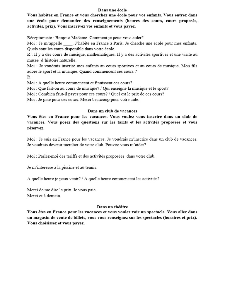 Dialogues pratiques en français PDF | PDF