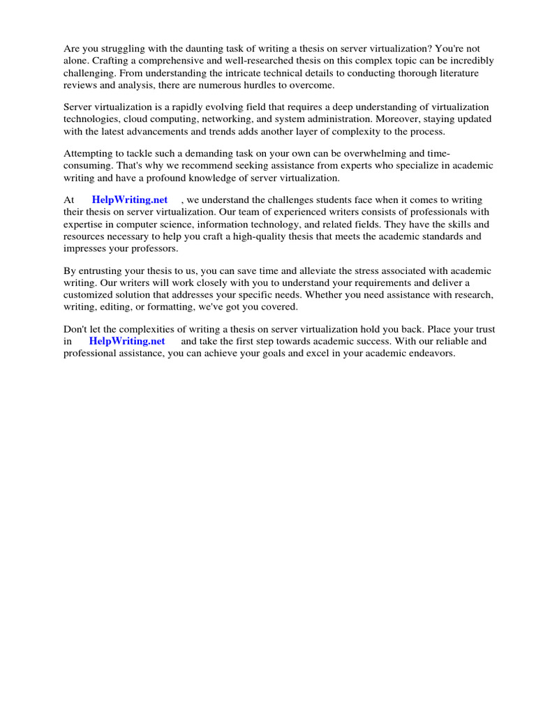 Thesis Server Virtualization | PDF | Virtualization | Virtual Machine