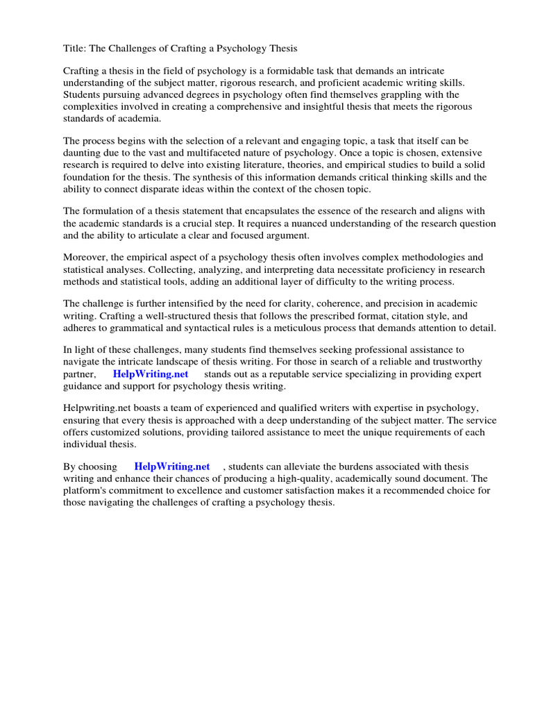 Psychology Thesis Writing Guide | PDF | Thesis | Essays