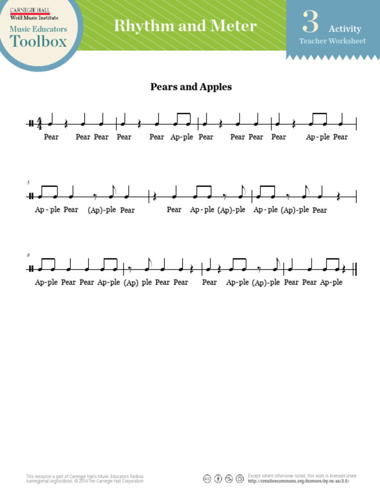 Rhythm and Meter Worksheet for Teachers | PDF