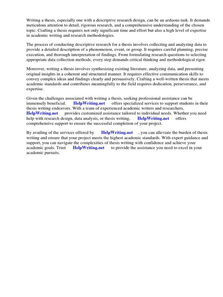 Thesis Descriptive Research Design | PDF | Methodology | Qualitative ...