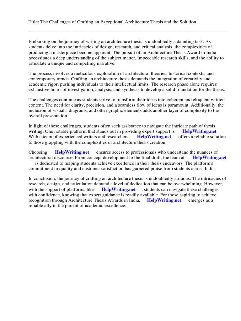 Architecture Thesis Awards in India | PDF | Thesis