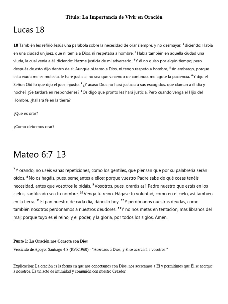 La Oración: Conexión y Fortaleza Espiritual | PDF | Oración