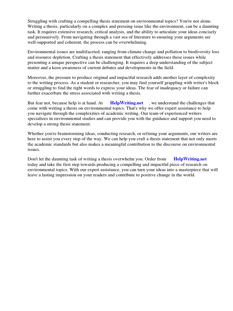 Environmental Thesis Statements | PDF | Thesis | Natural Environment