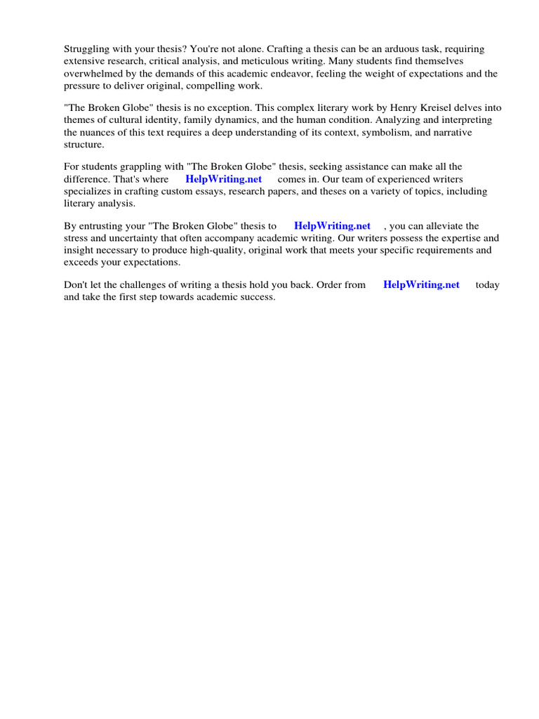 The Broken Globe Thesis | PDF | Thesis | Science