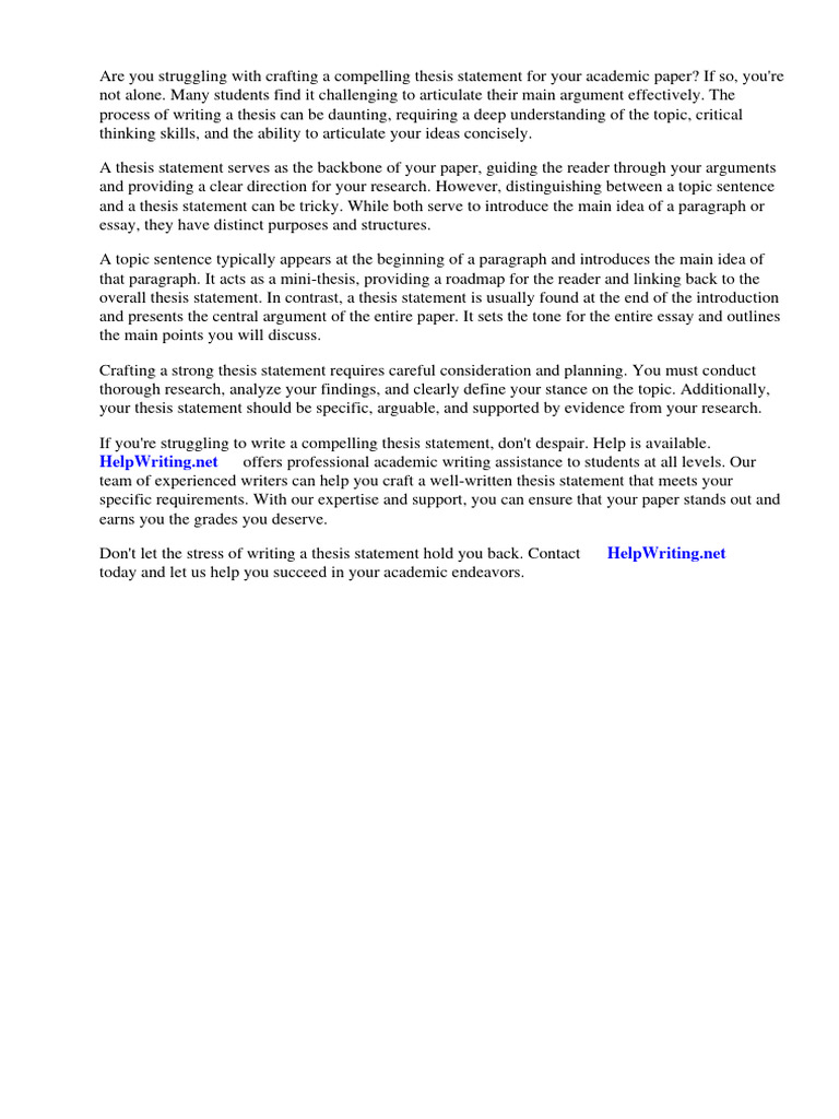 Compare and Contrast Topic Sentence and Thesis Statement | PDF