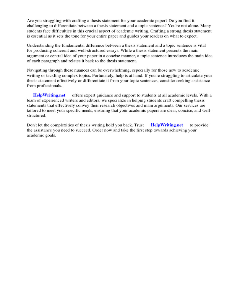 Thesis Statement Topic Sentence Difference | PDF Thesis Statement Topic Sentence Difference | PDF