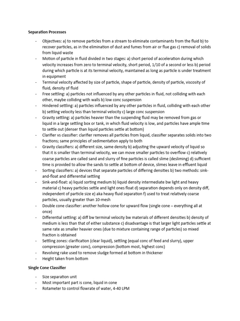 1 - Classifier and Thickener | PDF | Process Engineering | Continuum ...