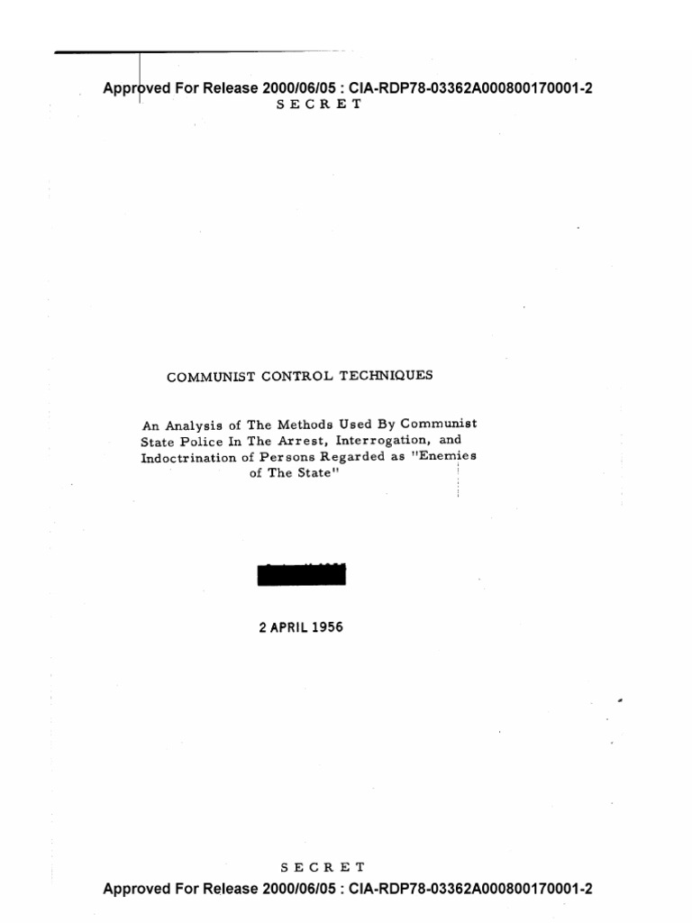 Communist Control Technics CIA RDP78 03362A000800170001 2 | PDF