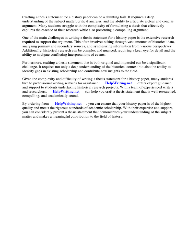 Thesis Statement For History Paper | PDF