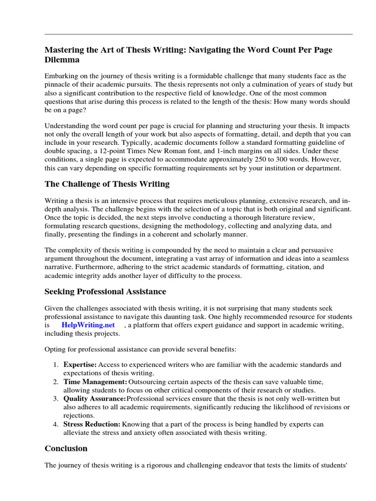 Thesis Writing: Word Count Guide | PDF | Career & Growth | Art