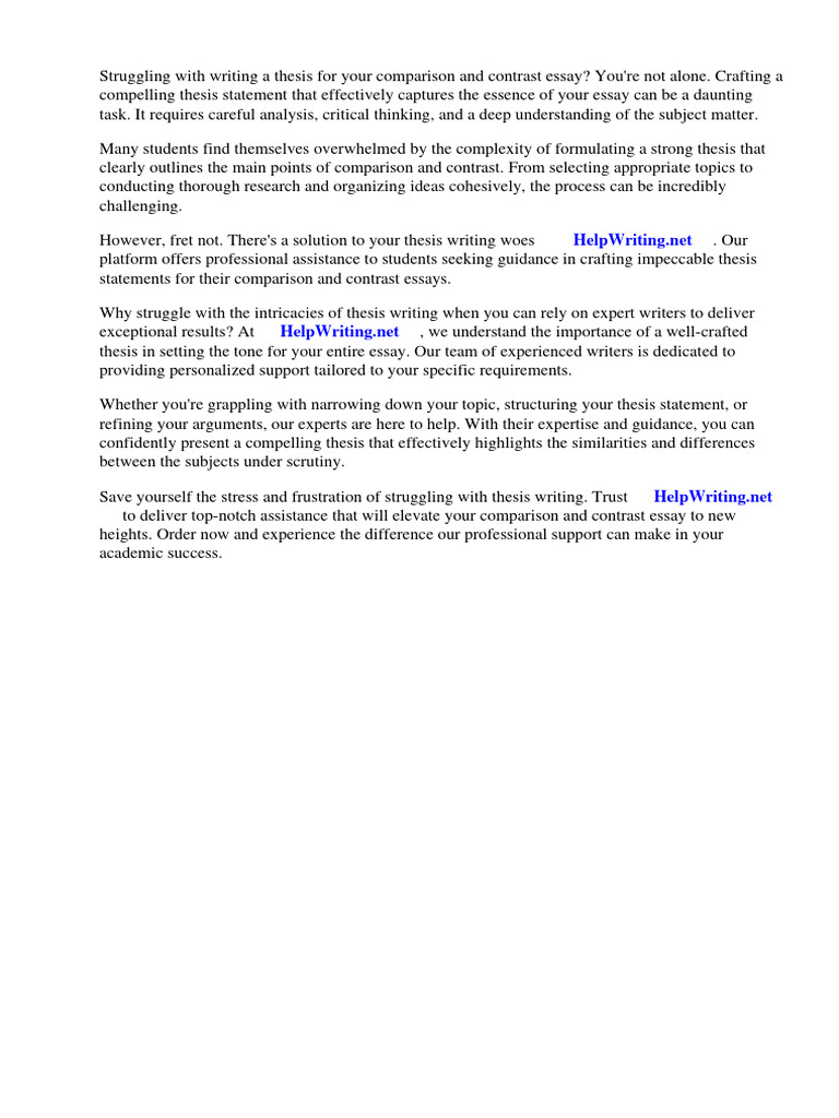 Comparison and Contrast Essay Thesis Examples | PDF | Essays | Thesis
