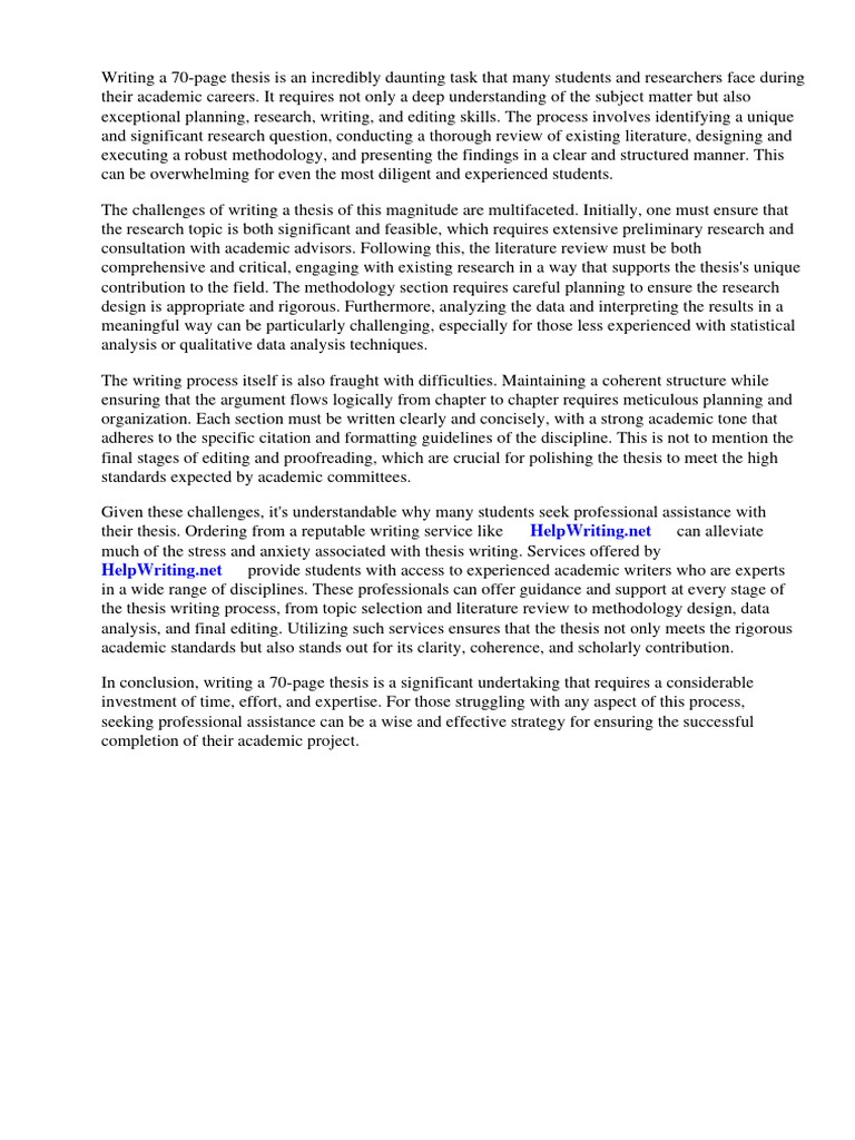 70 Page Thesis | PDF | Thesis | Methodology