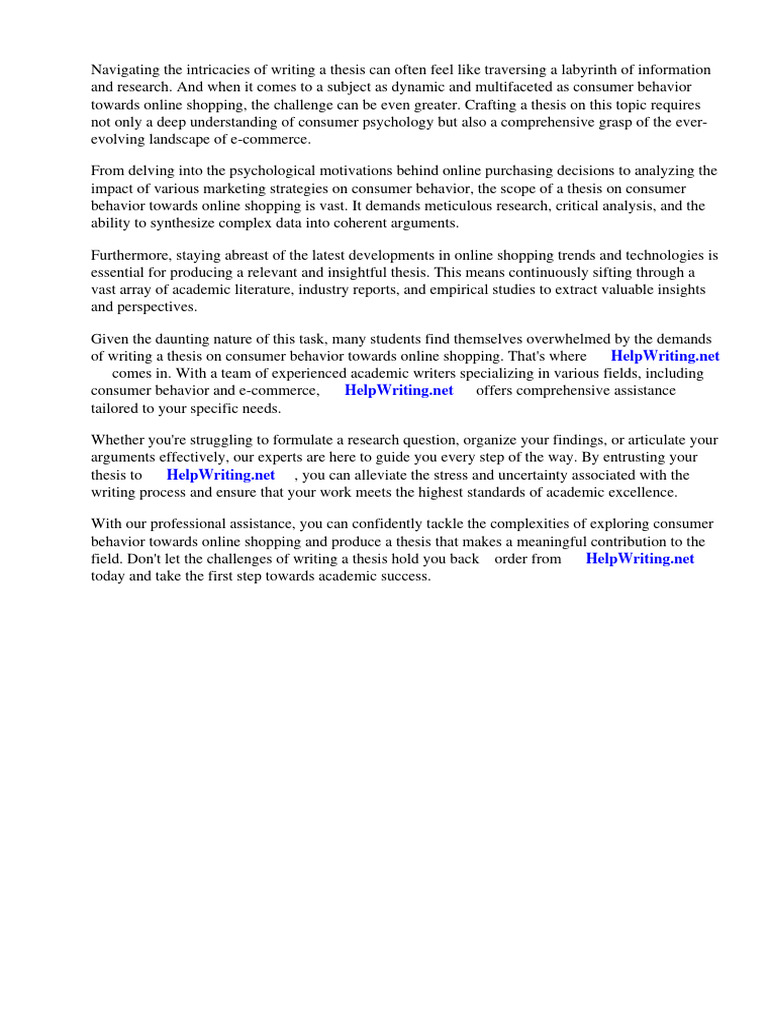 Thesis On Consumer Behaviour Towards Online Shopping | PDF | Consumer ...