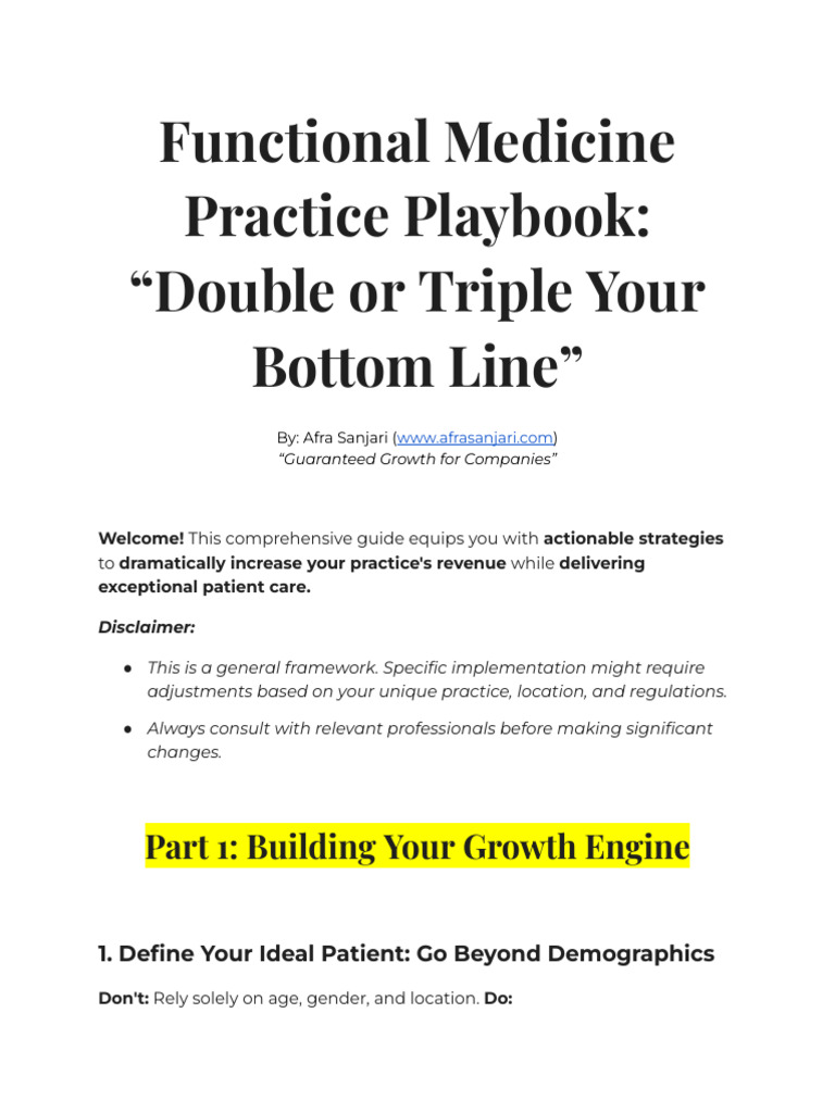 Functional Medicine Practice Growth Playbook - Double or Triple Your ...