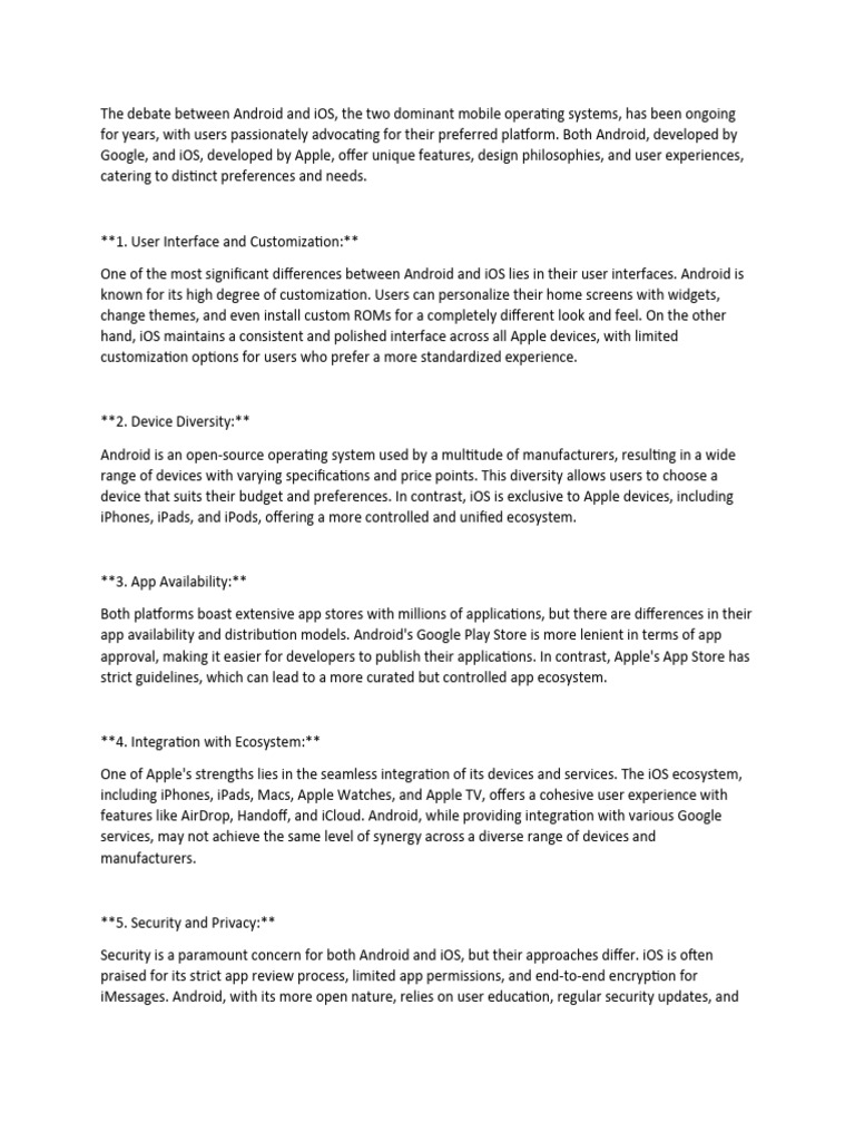Android Vs Ios | PDF | Ios | Android (Operating System) Android Vs Ios | PDF | Ios | Android (Operating System)