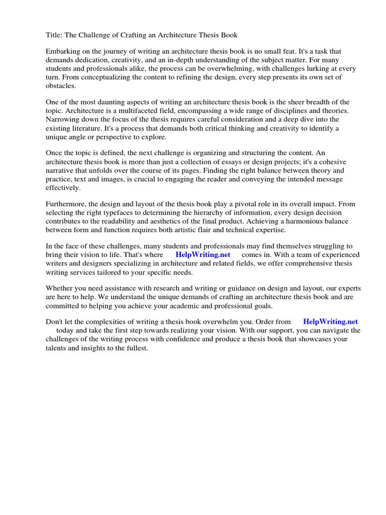 Example Architecture Thesis Book | PDF