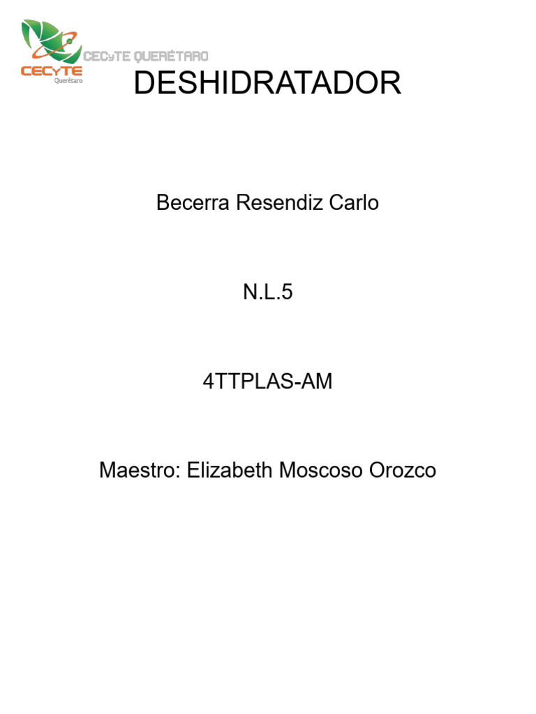 Deshidratador Pdf