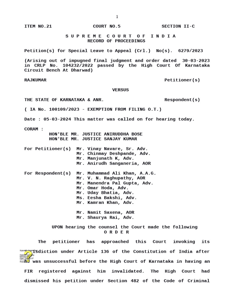 Rajkumar V State of Karnataka 526870 | PDF | Justice | Crime & Violence