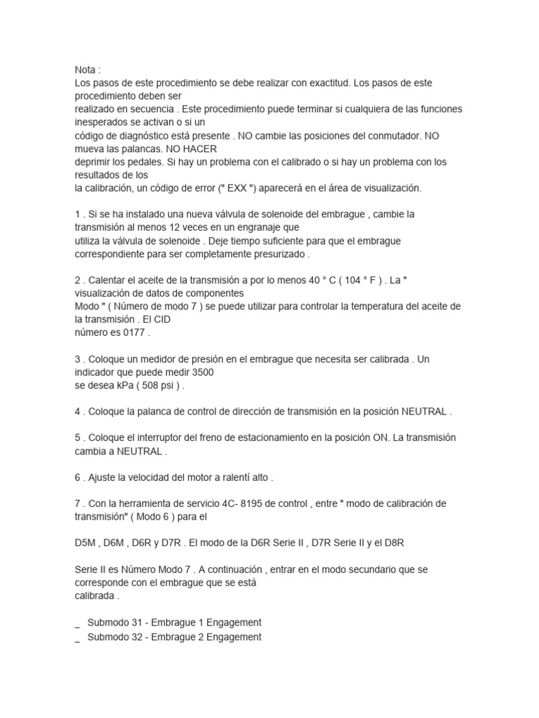 Calibracion de Transmicion | PDF | Embrague | Calibración