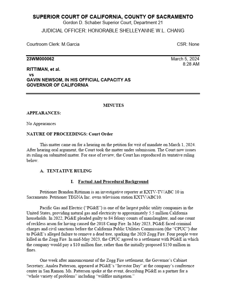 Newsom Rittiman Ruling 1 | PDF | Discovery (Law) | Supreme Court Of ...