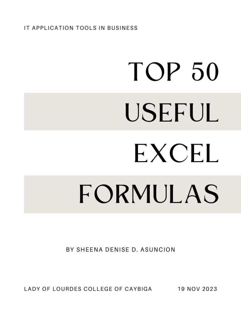 Top 50 Useful Excel Formulas | PDF | Net Present Value | Present Value