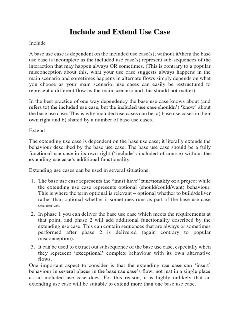 Include and Extend Use Case | PDF | Use Case | Software Engineering