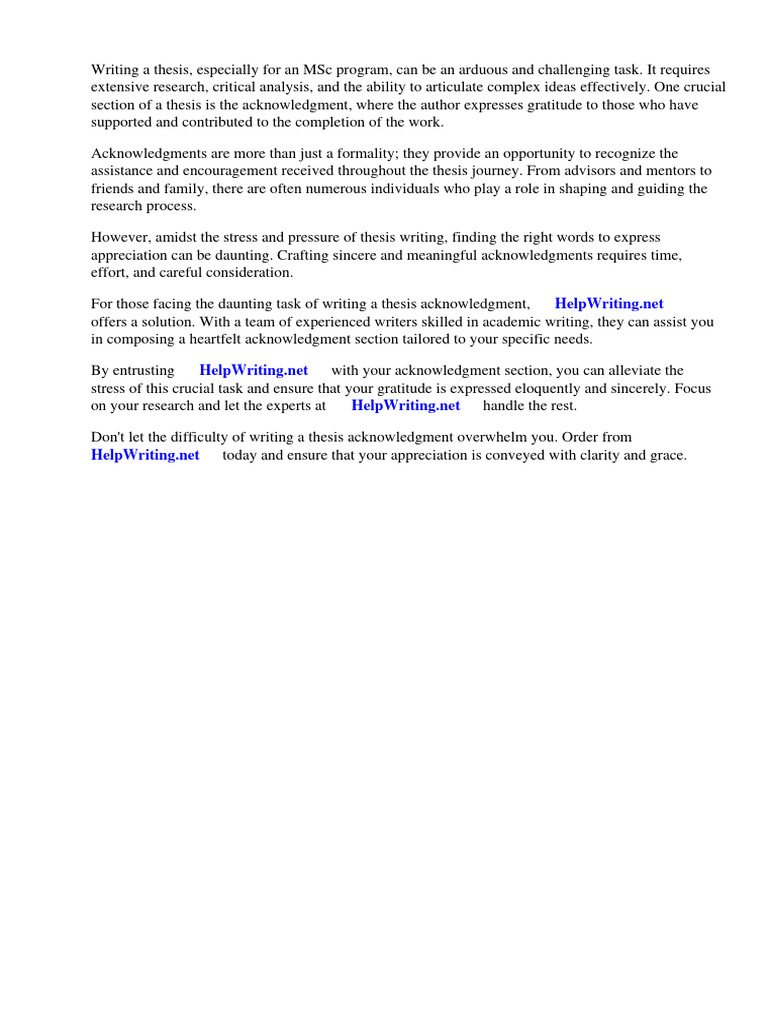 Acknowledgement For MSC Thesis | PDF | Thesis