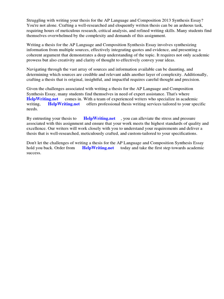 AP Language and Composition 2013 Synthesis Essay | PDF | Essays