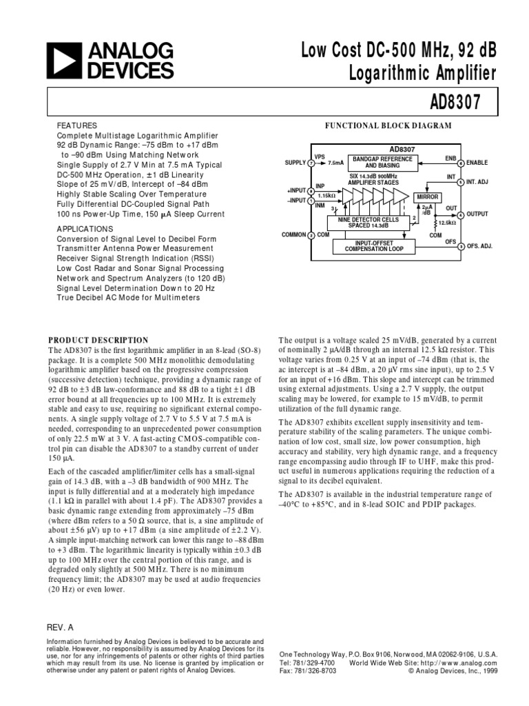 AD8307 | PDF | Amplifier | Decibel