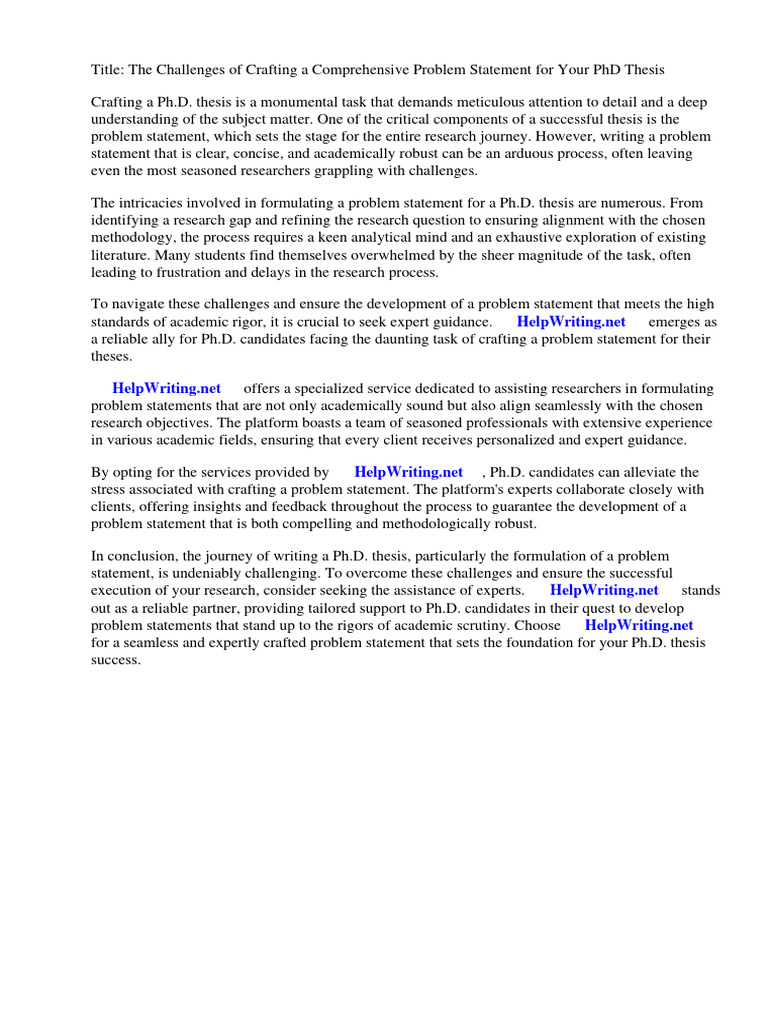 How To Write Problem Statement PHD Thesis | PDF | Theory | Hypothesis