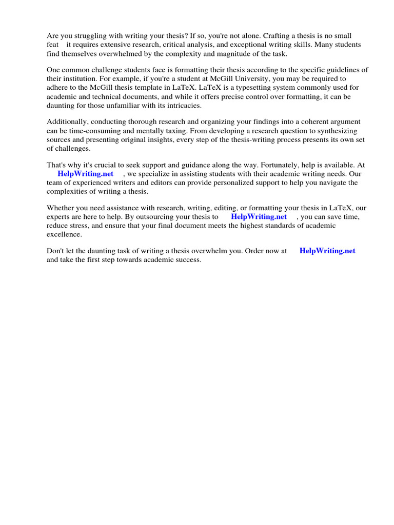 Mcgill Thesis Template Latex Pdf Thesis Writing