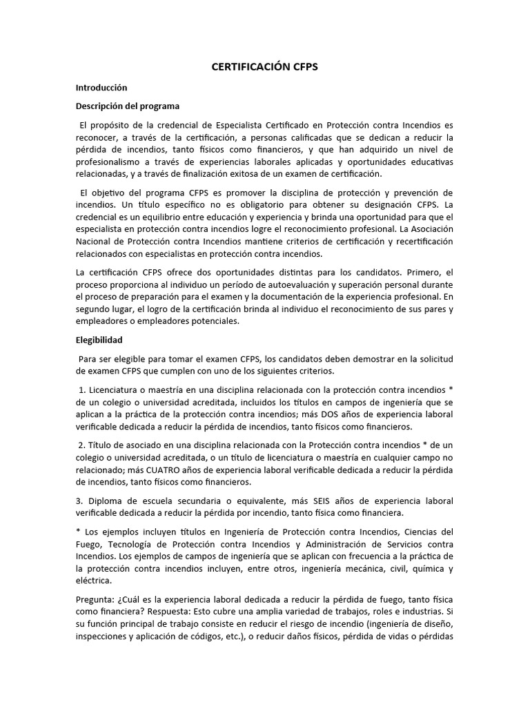 Certificación CFPS | PDF | Apelación | Ingeniería