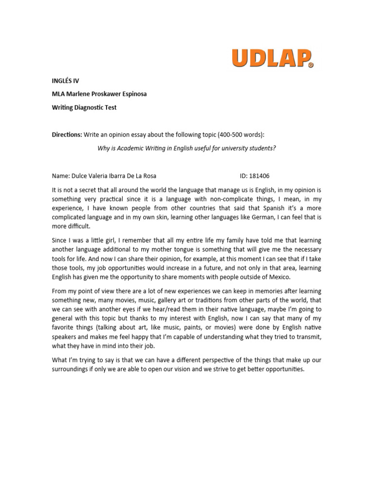 Writing Diagnostic Test D | PDF