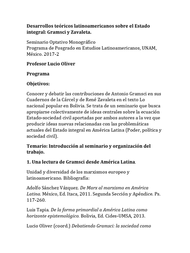 Desarrollos Teoricos Latinoamericanos Sobre El Estado Integral ...