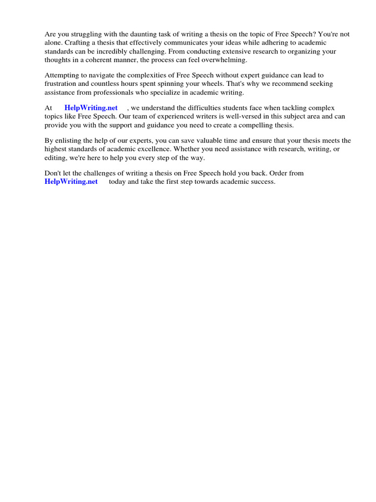 Free Speech Thesis Statement | PDF | Essays | Thesis
