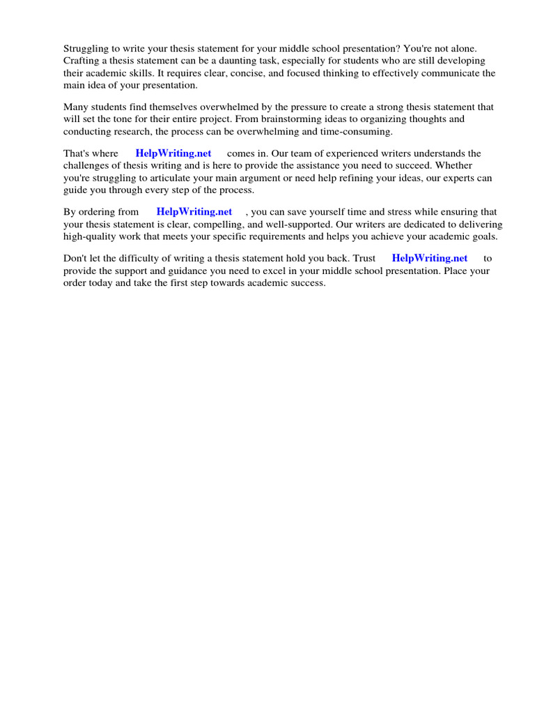 Thesis Statement Middle School | PDF | Essays | Thesis
