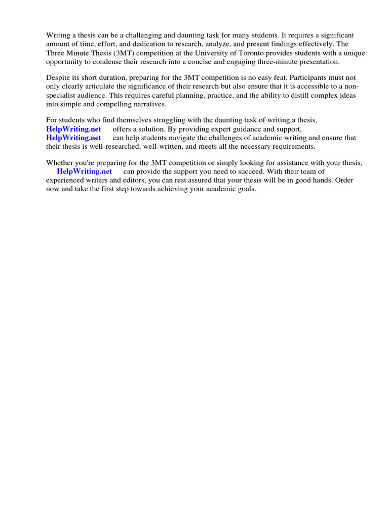 Three Minute Thesis U of T | PDF | Thesis | Public Speaking