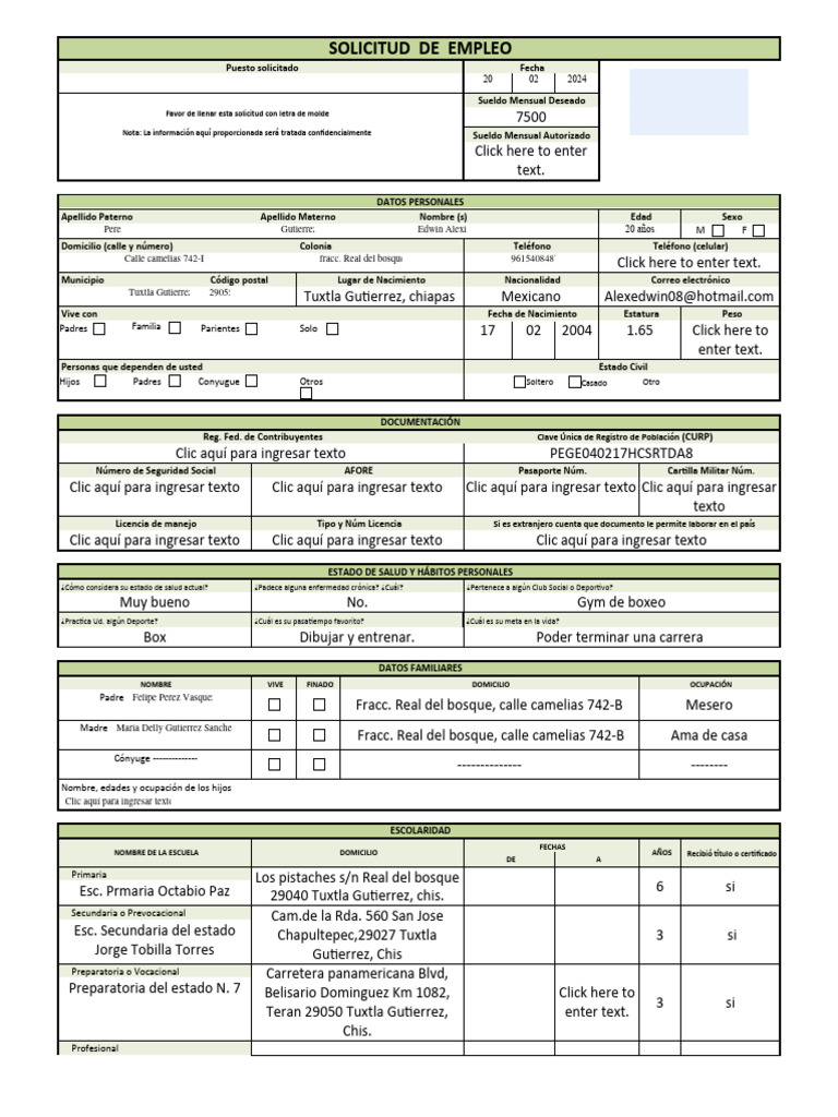 Solicitud Edwin Alexis | PDF