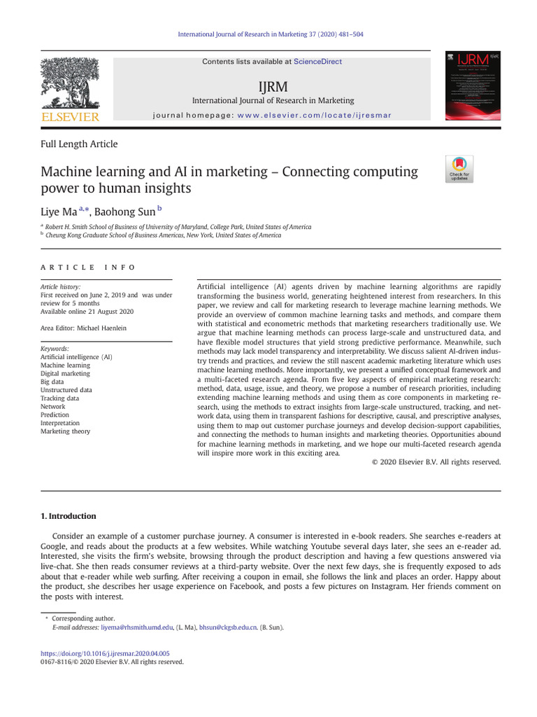 Machine Learning and AI in Marketing - Connecting Computing Power To Human Insights | PDF ...