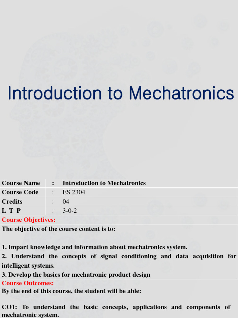 CH 1 Understanding Mechatronics 08 - 01 - 24 | PDF | Feedback | Mechatronics