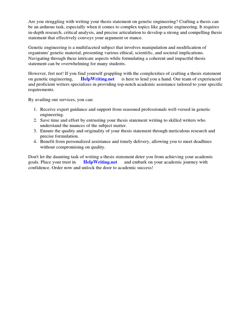 Thesis Statement Examples Genetic Engineering | PDF | Genetic ...
