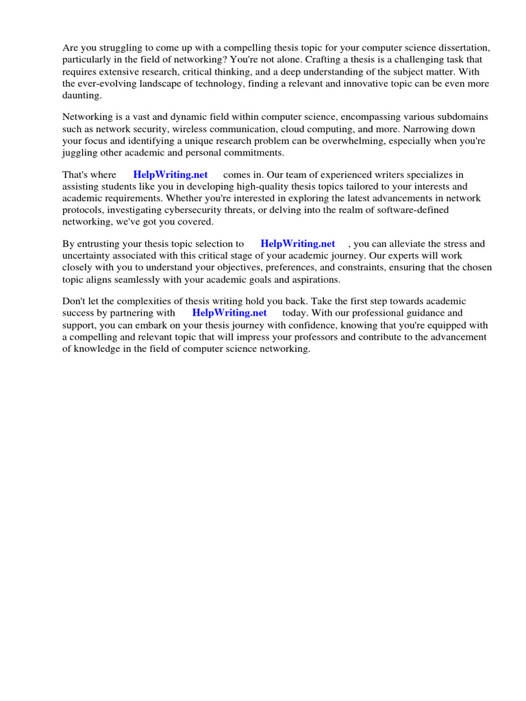 Thesis Topics For Computer Science in Networking | PDF | Thesis | Science